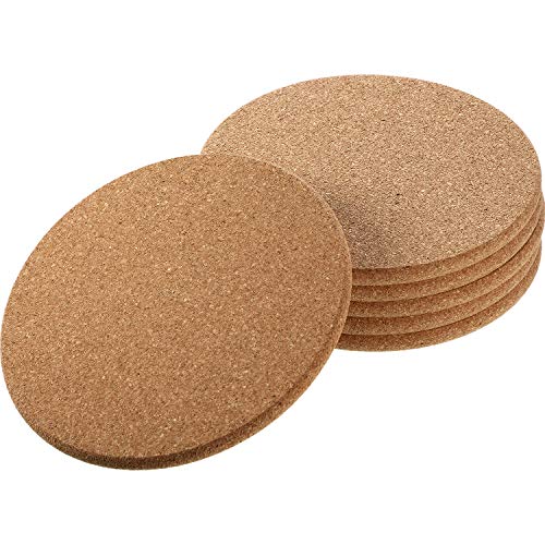 Boao Wooden Thick Cork Drink Coasters, for Home Bar Kitchen Restaurant Cafe Wedding Supplies (0.3 Inch Thick x 6 Inch Diameter, 6 Pieces)