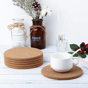 Boao Wooden Thick Cork Drink Coasters, for Home Bar Kitchen Restaurant Cafe Wedding Supplies (0.3 Inch Thick x 6 Inch Diameter, 6 Pieces)