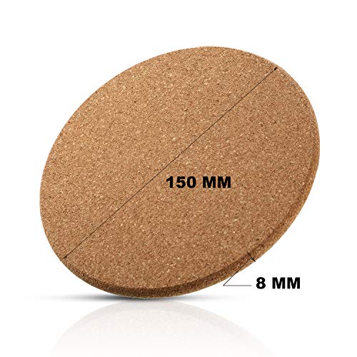 Boao Wooden Thick Cork Drink Coasters, for Home Bar Kitchen Restaurant Cafe Wedding Supplies (0.3 Inch Thick x 6 Inch Diameter, 6 Pieces)