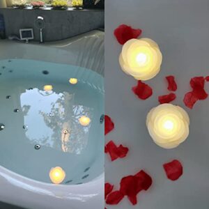 ARDUX LED Floating Candles - Flameless Floating Rose Tea Lights Waterproof Flower Wax Candles Battery-Powered for Wedding Centerpieces Pool Party Decoration