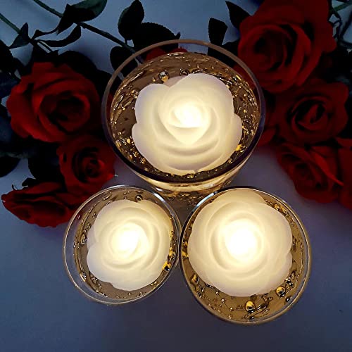 ARDUX LED Floating Candles - Flameless Floating Rose Tea Lights Waterproof Flower Wax Candles Battery-Powered for Wedding Centerpieces Pool Party Decoration