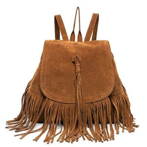 lui sui women backpack purse suede fringed tassel shoulder bag fashion pu leather travel bag daypacks purse for girls