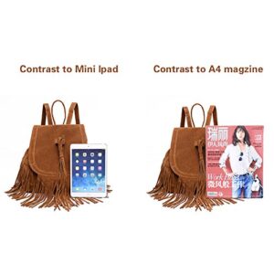 LUI SUI Women Backpack Purse Suede Fringed Tassel Shoulder Bag Fashion PU Leather Travel Bag Daypacks Purse for Girls