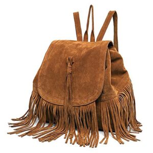 LUI SUI Women Backpack Purse Suede Fringed Tassel Shoulder Bag Fashion PU Leather Travel Bag Daypacks Purse for Girls