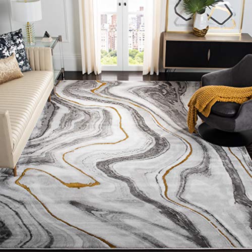 SAFAVIEH Craft Collection 8' x 10' Grey / Gold CFT819F Modern Abstract Non-Shedding Living Room Bedroom Dining Home Office Area Rug