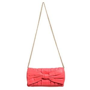 red valentino women’s pink 100% leather bow decorated clutch shoulder bag