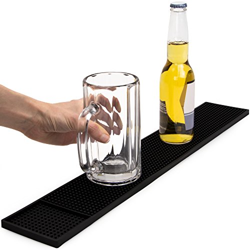 Rubber Bar Top Spill Mat (1) - 24" x 4" Heavy Duty Non-Slip Professional Bartender Accessories - Essential Business Supplies for Cocktail Drink Mixing, Industrial & Home Kitchen