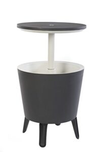 keter modern cool bar outdoor patio furniture and hot tub side table with 7.5 gallon beer and wine cooler, grey