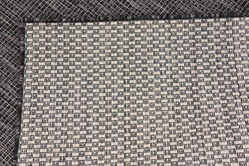 Unique Loom Collection Casual Transitional Solid Heathered Indoor/Outdoor Flatweave Area Rug, Rectangular 5' 0" x 6' 0", Black/Beige