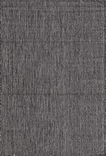 Unique Loom Collection Casual Transitional Solid Heathered Indoor/Outdoor Flatweave Area Rug, Rectangular 5' 0" x 6' 0", Black/Beige