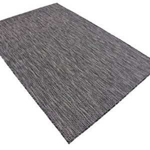 Unique Loom Collection Casual Transitional Solid Heathered Indoor/Outdoor Flatweave Area Rug, Rectangular 5' 0" x 6' 0", Black/Beige