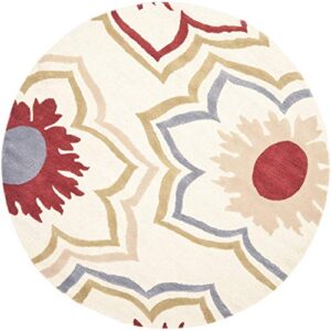 safavieh soho collection 6′ round ivory/multi soh857b handmade premium wool & viscose area rug