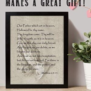 "The Lords Prayer w/Folded Hands"- Scripture Wall Art Print-8 x 10"- Ready to Frame. Home Décor-Kitchen-Dining Décor- Christian Gifts. Universal Biblical Prayer-Matthew 6: 9-13 With Linen Texture Look