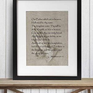 "The Lords Prayer w/Folded Hands"- Scripture Wall Art Print-8 x 10"- Ready to Frame. Home Décor-Kitchen-Dining Décor- Christian Gifts. Universal Biblical Prayer-Matthew 6: 9-13 With Linen Texture Look