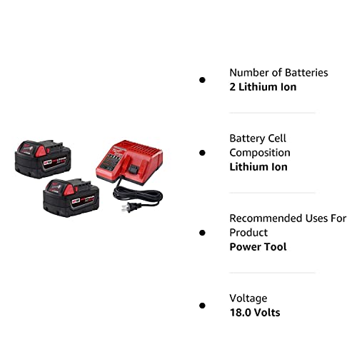 Milwaukee 48-59-1850P M18 18-Volt Lithium-Ion Starter Kit with Two 5.0 Ah Battery Packs and Charger