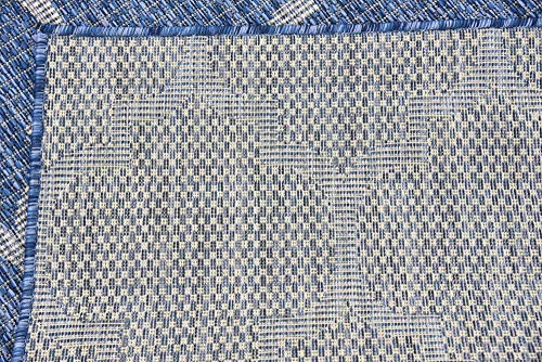 Unique Loom Trellis Collection Area Rug-Lattice Design, Moroccan Inspired for Indoor/Outdoor Décor, 4' 0" x 6' 0", Navy Blue/Gray