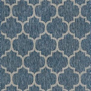 Unique Loom Trellis Collection Area Rug-Lattice Design, Moroccan Inspired for Indoor/Outdoor Décor, 4' 0" x 6' 0", Navy Blue/Gray