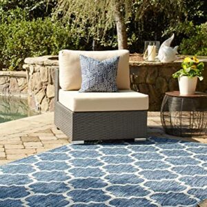 Unique Loom Trellis Collection Area Rug-Lattice Design, Moroccan Inspired for Indoor/Outdoor Décor, 4' 0" x 6' 0", Navy Blue/Gray