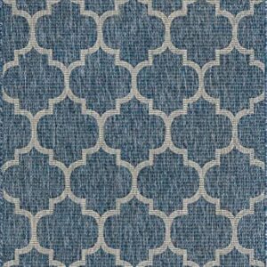 Unique Loom Trellis Collection Area Rug-Lattice Design, Moroccan Inspired for Indoor/Outdoor Décor, 4' 0" x 6' 0", Navy Blue/Gray