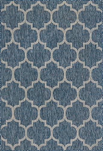 Unique Loom Trellis Collection Area Rug-Lattice Design, Moroccan Inspired for Indoor/Outdoor Décor, 4' 0" x 6' 0", Navy Blue/Gray