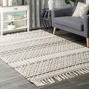 nuloom texture supreme wool area rug, 5′ x 8′, ivory