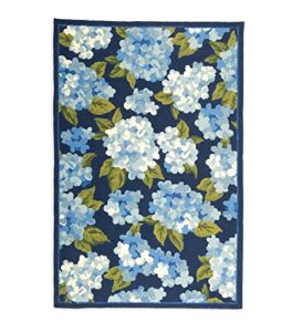 plow & hearth blue hydrangeas indoor outdoor polypropylene area rug 24 x 42