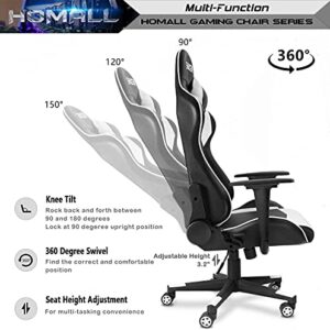 Homall Gaming Chair, Office Chair High Back Computer Chair Leather Desk Chair Racing Executive Ergonomic Adjustable Swivel Task Chair with Headrest and Lumbar Support (White)