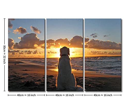 3 Piece Wall Art Painting Dog and Sunset Pictures Prints On Canvas Painting for Modern Home Decoration