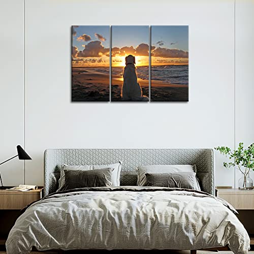 3 Piece Wall Art Painting Dog and Sunset Pictures Prints On Canvas Painting for Modern Home Decoration