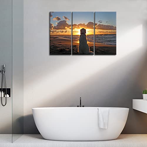 3 Piece Wall Art Painting Dog and Sunset Pictures Prints On Canvas Painting for Modern Home Decoration