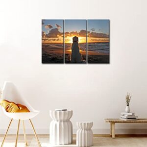 3 Piece Wall Art Painting Dog and Sunset Pictures Prints On Canvas Painting for Modern Home Decoration