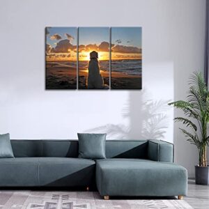 3 Piece Wall Art Painting Dog and Sunset Pictures Prints On Canvas Painting for Modern Home Decoration