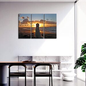 3 Piece Wall Art Painting Dog and Sunset Pictures Prints On Canvas Painting for Modern Home Decoration