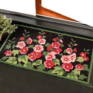 Plow & Hearth Indoor/Outdoor Flowers Hooked Accent Rug (Hollyhock)