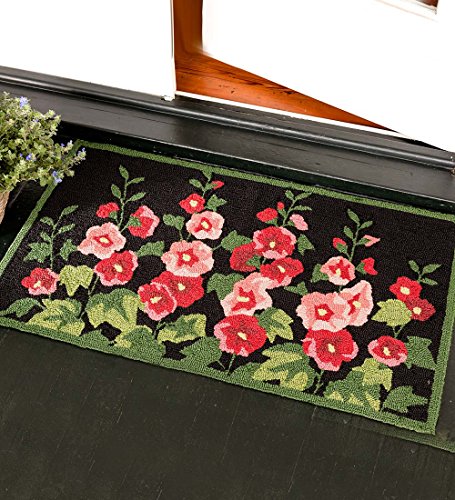 Plow & Hearth Indoor/Outdoor Flowers Hooked Accent Rug (Hollyhock)