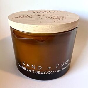 Sand + Fog Vanilla Tobacco Scented Candle Stamped Wooden Lid