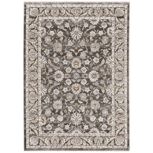 Sphinx Maharaja Area Rug 070N1 Traditional Grey Faded Floral 6' 7" x 9' 6" Rectangle