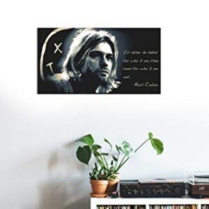 Panther Print, Large Canvas Wall Art, Nirvana Memorabilia, Kurt Cobain Rather Be Hated Quote, Print for Special Occasions (76x41cm)