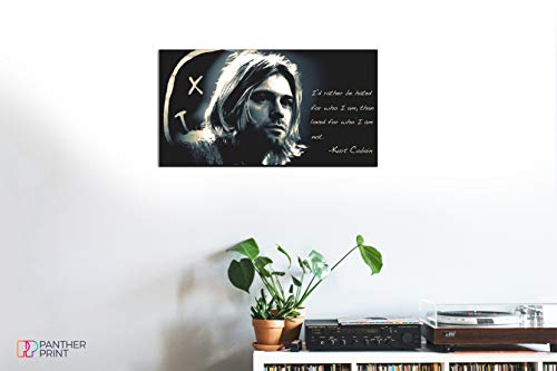 Panther Print, Large Canvas Wall Art, Nirvana Memorabilia, Kurt Cobain Rather Be Hated Quote, Print for Special Occasions (76x41cm)