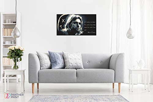 Panther Print, Large Canvas Wall Art, Nirvana Memorabilia, Kurt Cobain Rather Be Hated Quote, Print for Special Occasions (76x41cm)