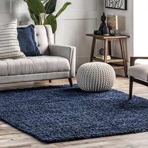 nuloom marleen contemporary shag area rug, 4′ x 6′, navy