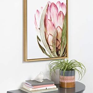 Kate and Laurel Sylvie Pink Protea Flower Framed Canvas Wall Art by Amy Peterson, 18x24 Gold