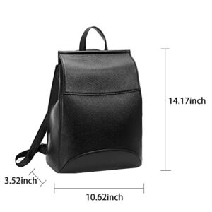 HESHE Genuine Leather Backpack Designer Purses for Women Casual Daypack and Anti Theft Ladies Shoulder Bags (Black-R)