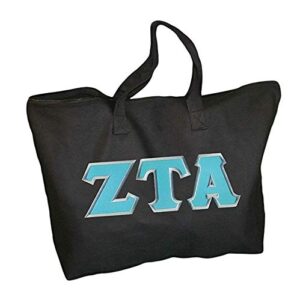 zeta tau alpha zta lettered tote bag black