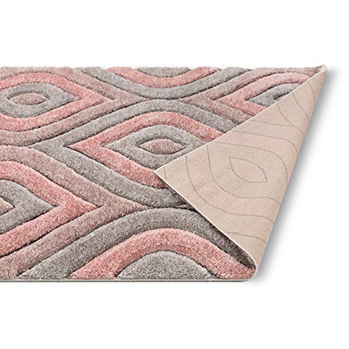 Well Woven Moira Pink Geometric Trellis Thick Soft Plush 3D Textured Shag Area Rug 8x10 (7'10" x 9'10")