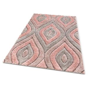 Well Woven Moira Pink Geometric Trellis Thick Soft Plush 3D Textured Shag Area Rug 8x10 (7'10" x 9'10")