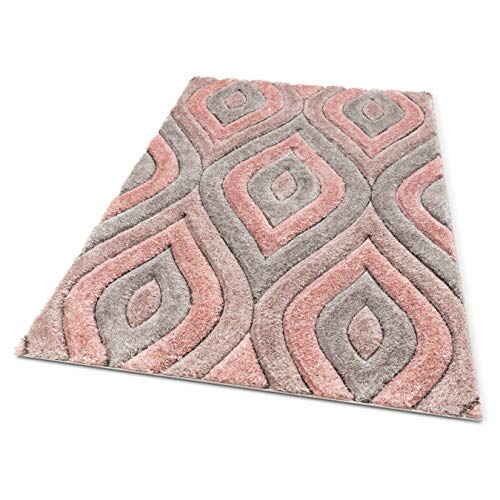 Well Woven Moira Pink Geometric Trellis Thick Soft Plush 3D Textured Shag Area Rug 8x10 (7'10" x 9'10")