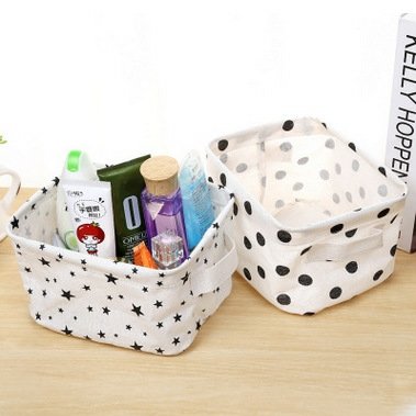 4 Pack Canvas Storage Basket Bins, Home Decor Organizers Bag for Adult Makeup, Baby Toys Liners, Books (4 pack, White & Black)