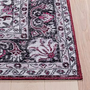 Well Woven Mareva Machine Washable Burgundy Red Vintage Oriental Medallion Area Rug (3'9" x 5'7")