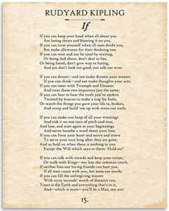 rudyard kipling – if – 11×14 unframed typography book page print – great gift for poetry fans and inspirational and motivational decor for home and office under $15